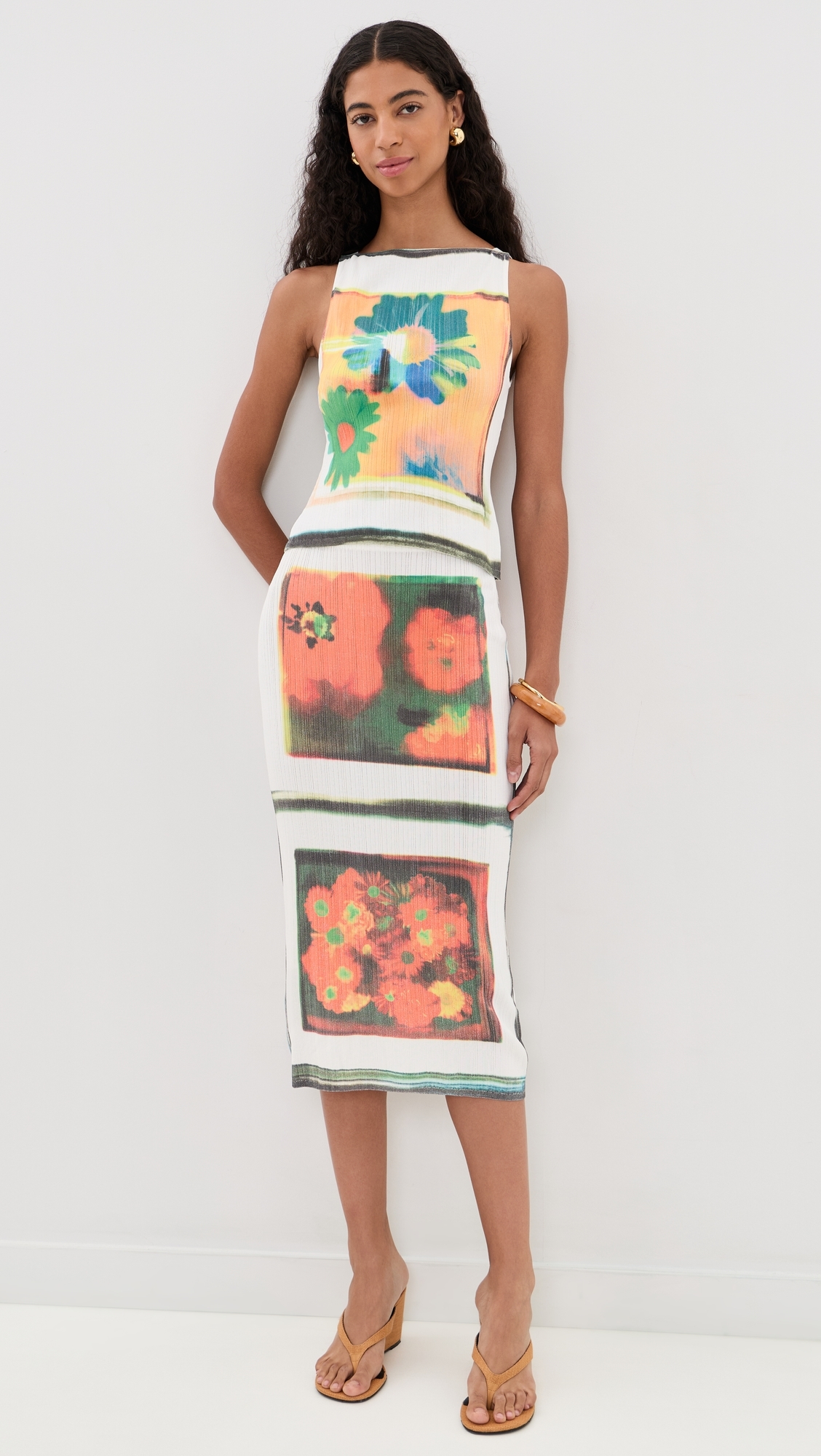 STAUD STAUD Noemi Floral Print Midi Skirt